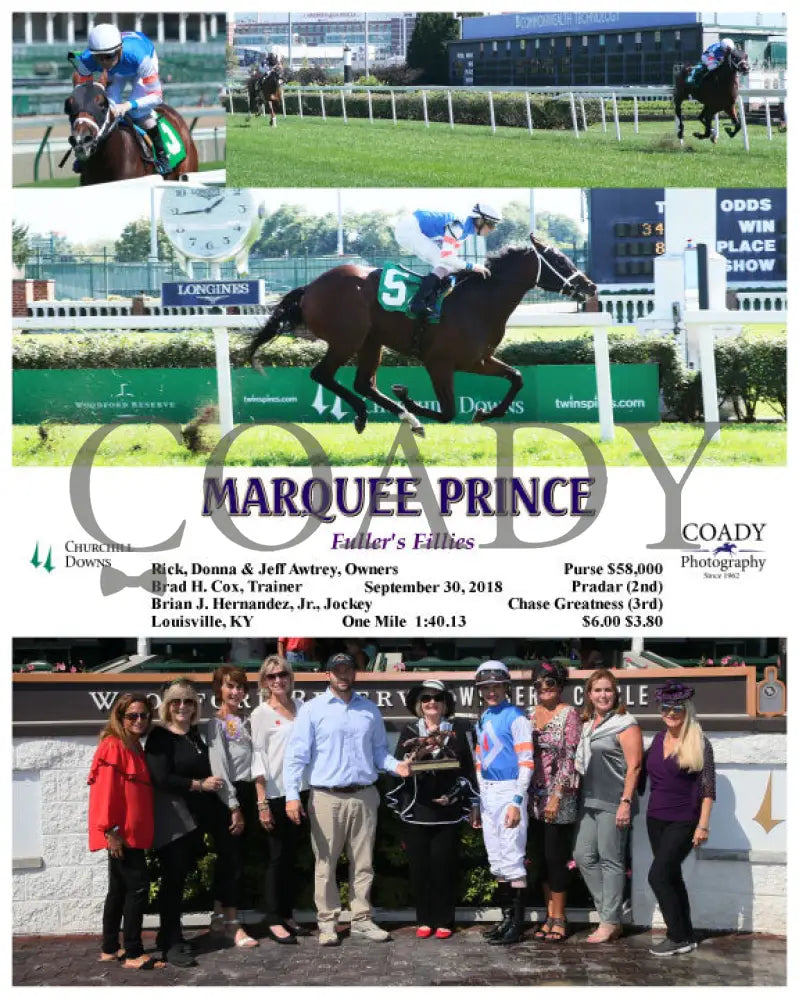 MARQUEE PRINCE - 093018 - Race 03 - CD - Group | Coady Media - Kurtis ...